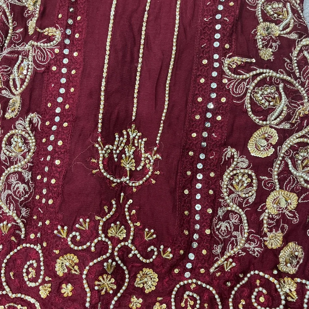 Dresses | Maroon And Gold Embroidered Traditional Dress | Poshmark